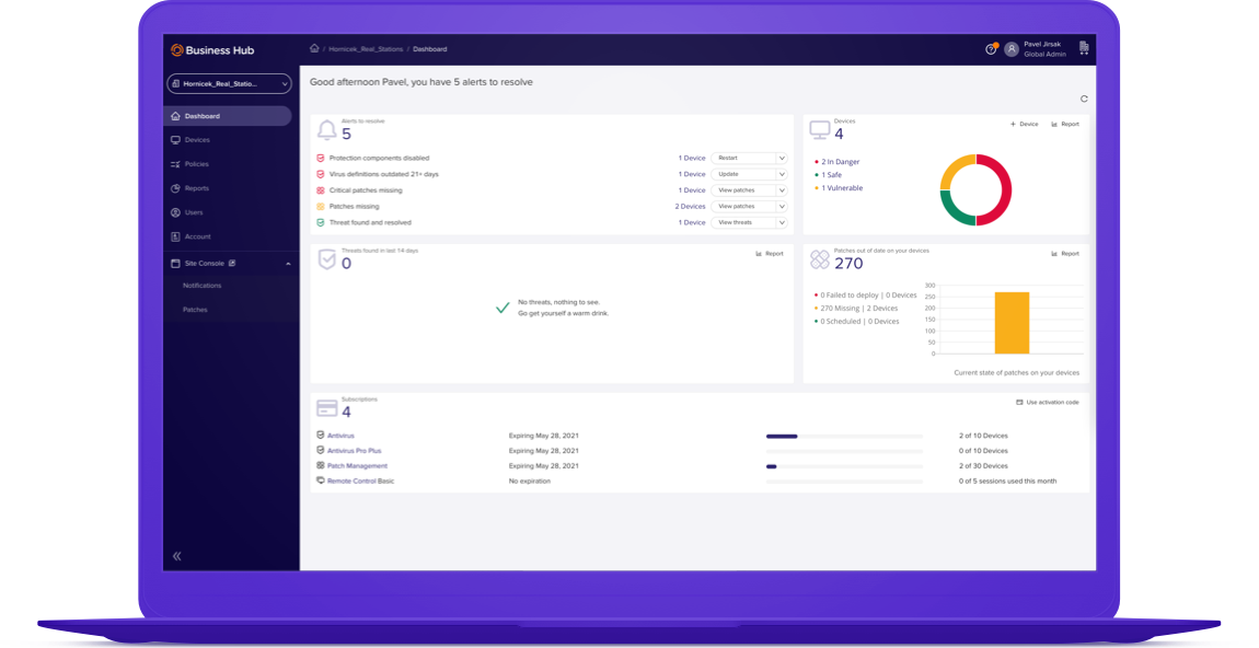 Avast Business Hub | Layered IT Security Platform