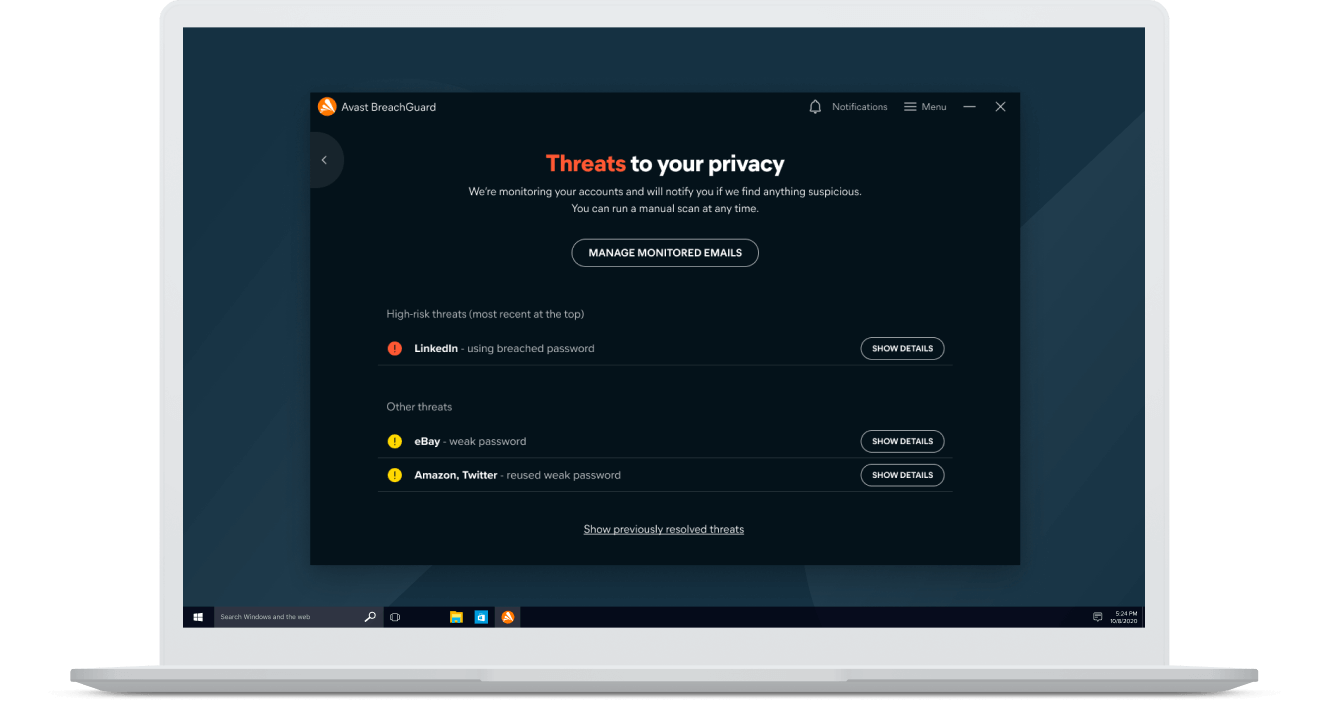 預防您的個人資訊外洩 | Avast BreachGuard